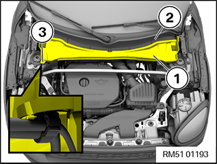 Removing and installing/replacing the cowl panel cover (front)