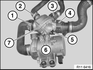 11 53 000 Removing and installing/replacing coolant thermostat (N55)