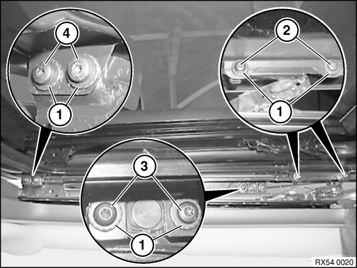 54 12 115 Removing and installing glass slide/tilt sunroof lid